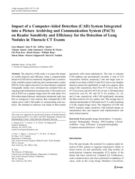 Pdf Impact Of A Computer Aided Detection Cad System Integrated Into