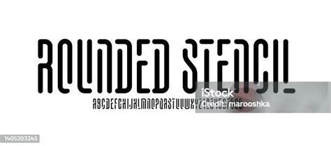 스텐실 둥근 글꼴 긴 알파벳 문자 및 숫자 벡터 일러스트 레이 션 10eps 군사에 대한 스톡 벡터 아트 및 기타 이미지 군사 인공지능 컴퓨터 글자 Istock