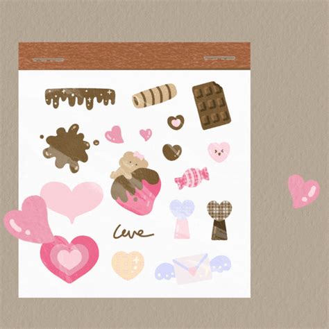 달콤한 기념일 스티커 ♡종이 질감♡ 위버딩