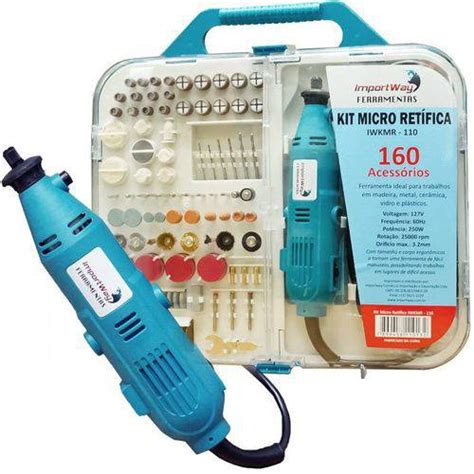 Kit Micro Retifica Com Maleta 160 Peças Mini Retifica Acessórios 250w