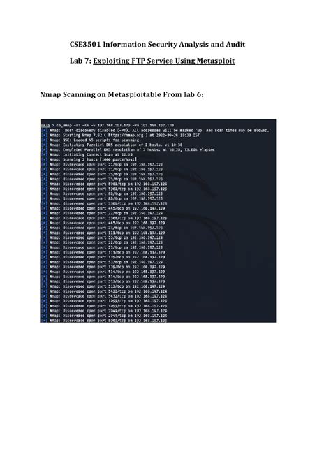 Exploiting Ftp Using Metasploit Cse3501 Information Security Analysis And Audit Lab 7