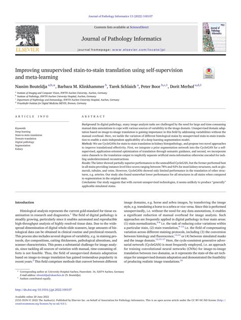Pdf Improving Unsupervised Stain To Stain Translation Using Self
