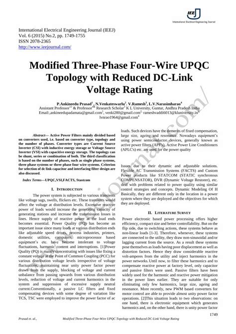 Pdf Modified Three Phase Four Wire Upqc Topology … Modified Three Phase Four Wire Upqc