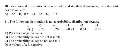 Solved 10 For A Normal Distribution With Mean 15 And