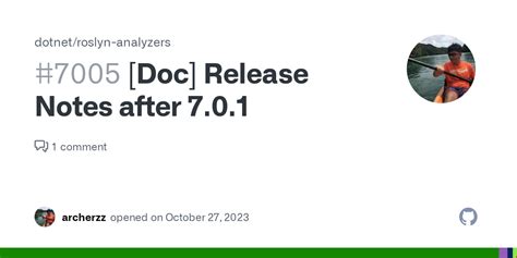 Doc Release Notes After 701 · Issue 7005 · Dotnetroslyn Analyzers