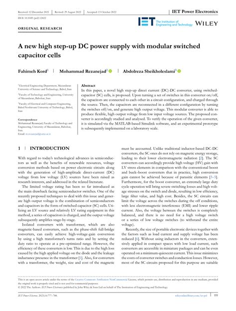 Pdf A New High Step‐up Dc Power Supply With Modular Switched