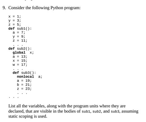 solved 9 consider the following python program x 1 y