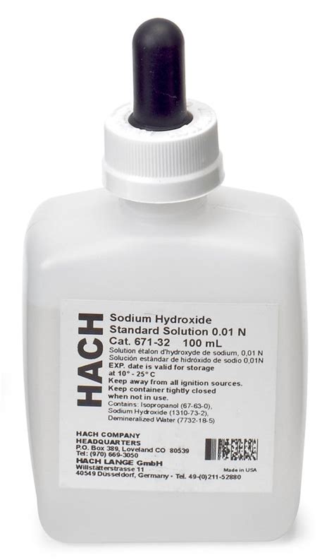 Sodium Hydroxide Standard Solution 0 01 N 100 Ml Mdb Hach
