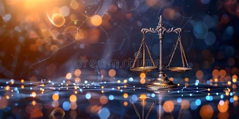 Digital Scales Of Justice In A Futuristic Data Network Context Concept