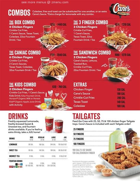 Online Menu Of Raising Canes Chicken Fingers Restaurant Las Vegas