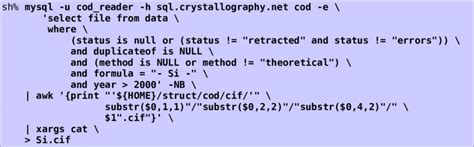 Preparing Coordinates For An SQL Query Using A Locally Installed COD Copy Download Scientific