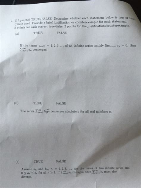 Solved Determine Whether Each Statement Below Is True Or Chegg