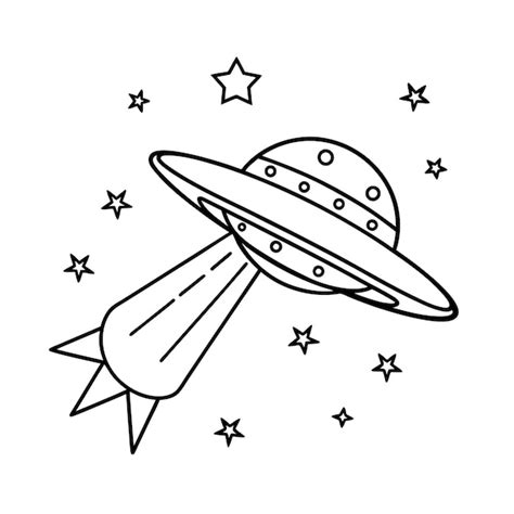 Premium Vector A Cartoon Drawing Of A Spaceship With Stars And A Star In The Background