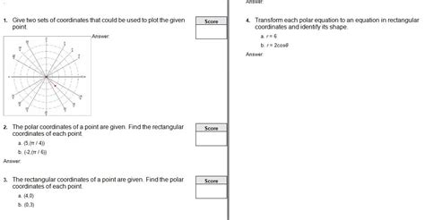 Solved Give Two Sets Of Coordinates That Could Be Used To Chegg Com