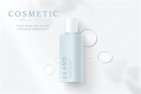 물방울과 흰색 배경에 화장품 및 스킨 케어 제품 광고 템플릿 프리미엄 벡터