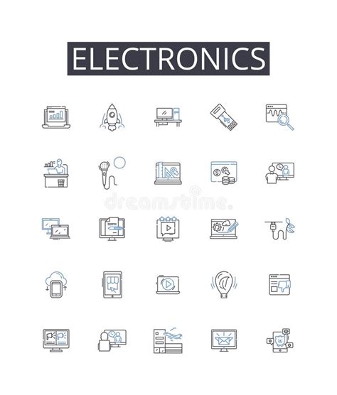 Electronics Line Icons Collection Technology Gadgets Devices
