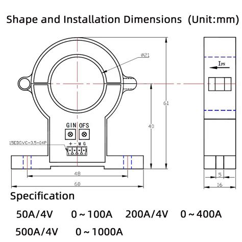 Tr Hall Current Sensor Ac Dc A A A A A A A Ma V V Voltage Hall Effect