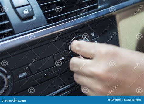 Hand Set The Air Conditioner Button Stock Image Image Of Radio Modern 60934887