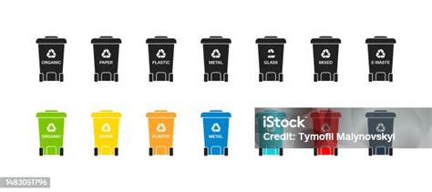 쓰레기는 분류 된 쓰레기로 설정할 수 있습니다 블랙과 컬러풀 벡터 Eps 10 0명에 대한 스톡 벡터 아트 및 기타 이미지 0명 강철 금속 Istock