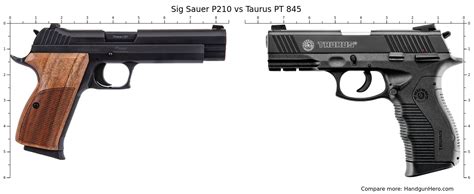 Sig Sauer P210 Vs Taurus Pt 845 Size Comparison Handgun Hero