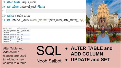 Sql Adding A New Column To A Table Using The Alter Table Clause Sql Youtube
