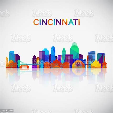 화려한 기하학적 스타일에 신시내티 스카이 라인 실루엣 디자인에 대 한 기호입니다 벡터 일러스트입니다 신시내티에 대한 스톡 벡터 아트 및 기타 이미지 Istock