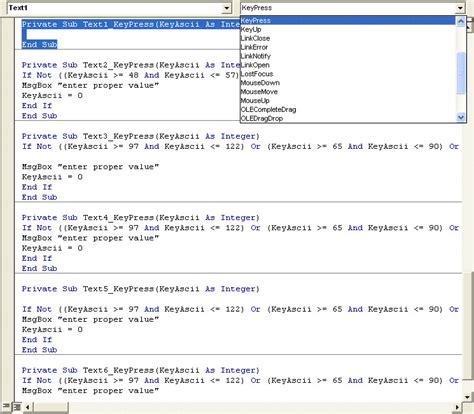 Validations In Visual Basic 60