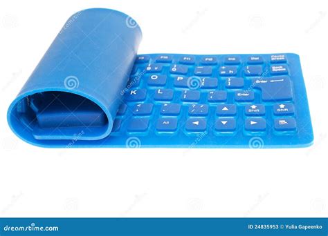 blue flexible computer keyboard isolated stock image image of detail