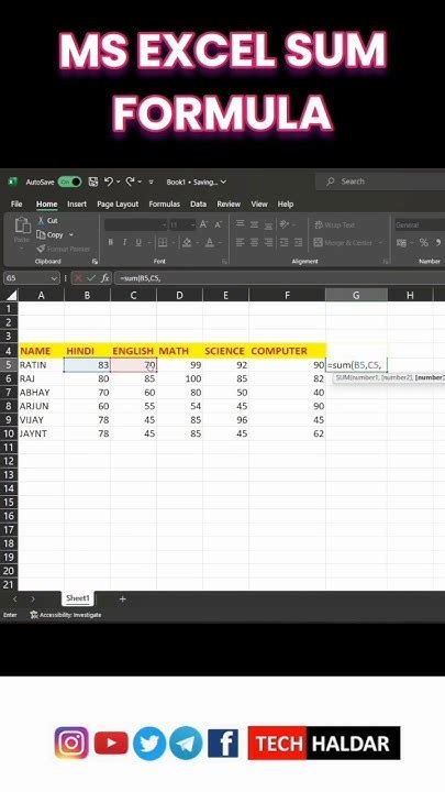 04 Sum Formula Method 4 Techhaldar Computer Excel Coding Formula Youtube
