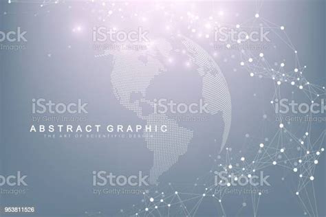 세계지도 글로벌 기술 네트워킹 개념으로 포인트 디지털 데이터 시각화입니다 라인 총입니다 큰 데이터 배경 통신 합니다 과학적인 벡터 일러스트 레이 션 글로벌 비즈니스에 대한