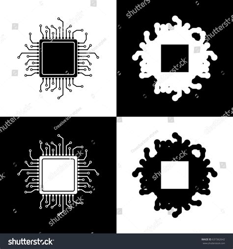Cpu Microprocessor Illustration Vector Black White Stock Vector Royalty Free