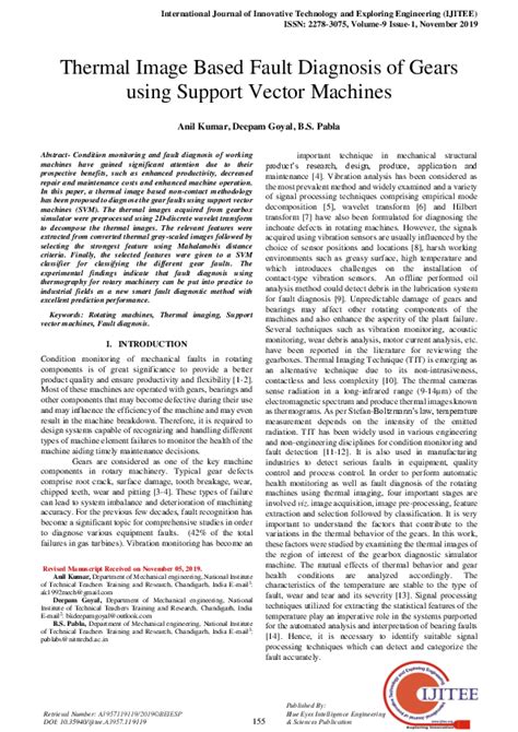 Pdf Thermal Image Based Fault Diagnosis Of Gears Using Support Vector Machines Bs Pabla