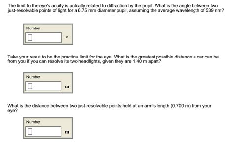 Solved The Limit To The Eye S Acuity Is Actually Related To Chegg