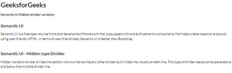 Semantic Ui Divider Variations Hidden Variant Geeksforgeeks
