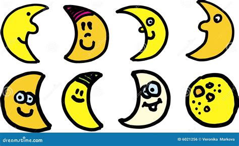 Moons Vector Set Stock Vector Illustration Of Face Symbol 6021256