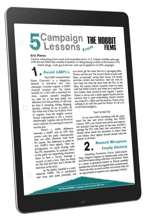 Five Campaign Lessons From The Hobbit Films Dandd 5e En Publishing
