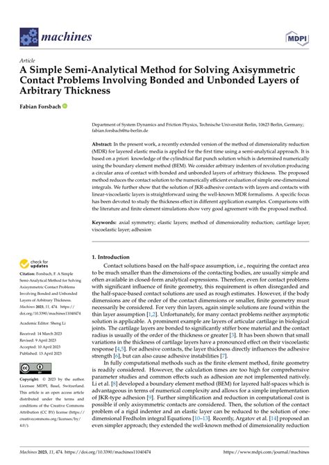 pdf a simple semi analytical method for solving axisymmetric contact
