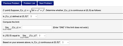 solved 1 point suppose f x y 64 x2 y2 determine whether
