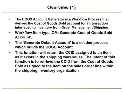 COGS Account Generator Workflow Customization PPT
