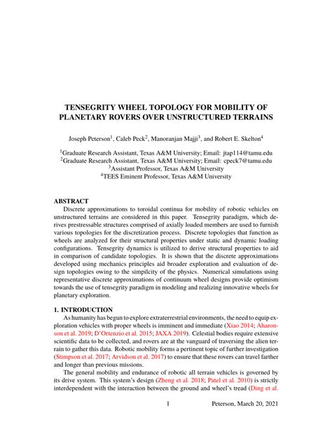 Pdf Tensegrity Wheel Topology For Mobility Of Planetary Rovers Over