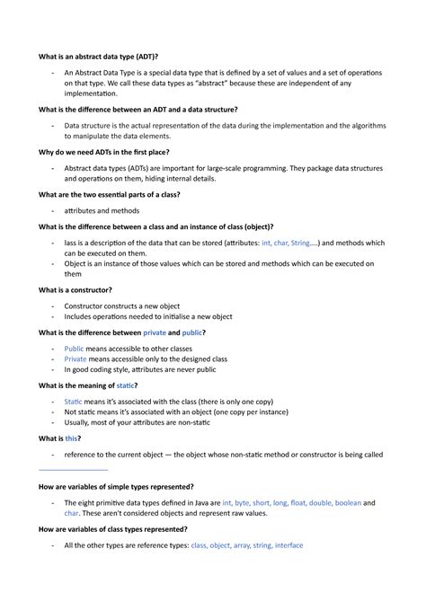 cs 115 exam notes what is an abstract data type adt an abstract data type is a special data
