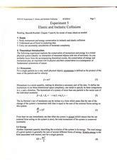 Physics Lab Experiment 5 Notes Elastic And Inelastic Collisions P L T Y 19 L E X P E R I M Ent