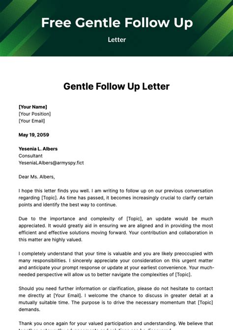 Free Gentle Follow Up Letter Template To Edit Online