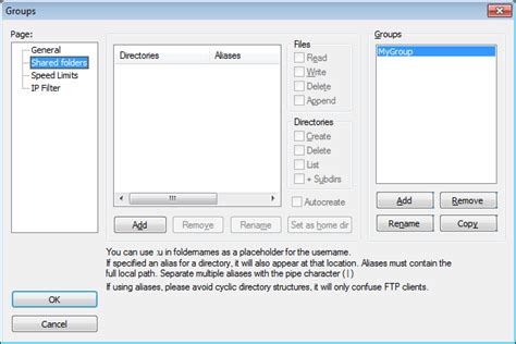 set up multiple shared directories on filezilla server heelpbook