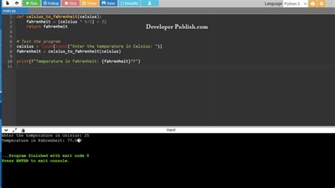 Python Program To Convert Celsius To Fahrenheit
