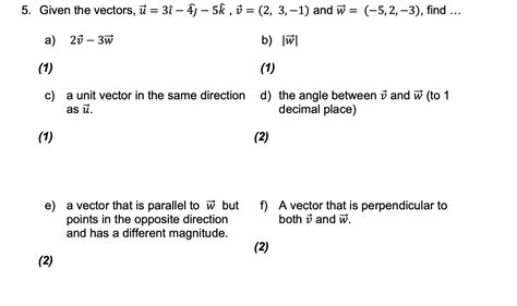 Solved 5 Given The Vectors U 3 4 5k V 2 3 1 And Chegg Com