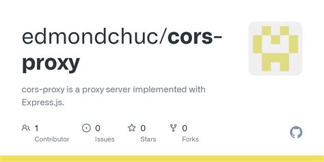 GitHub Edmondchuc Cors Proxy Cors Proxy Is A Proxy Server
