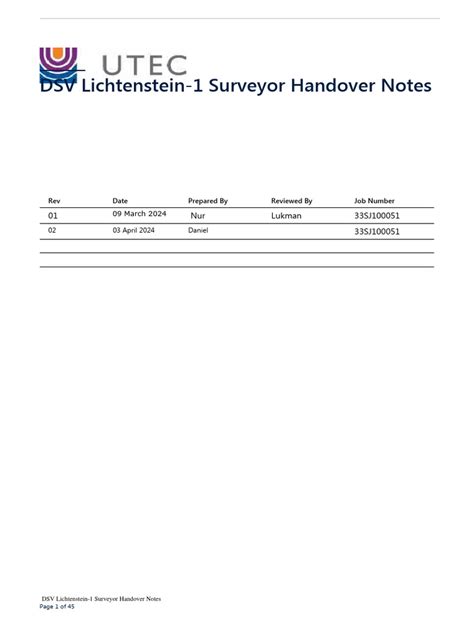 33sj100051 Surveyor Handover Notes Dsv Lichtenstein 20240403 Pdf Directory Computing 33sj100051 Surveyor Handover Notes Dsv Lichtenstein 20240403 Pdf Directory Computing