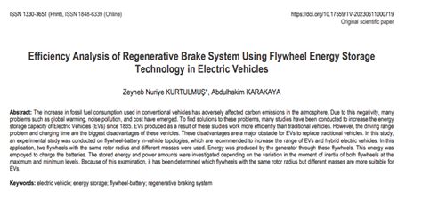 efficiency analysis of regenerative brake system using flywheel energy storage technology in