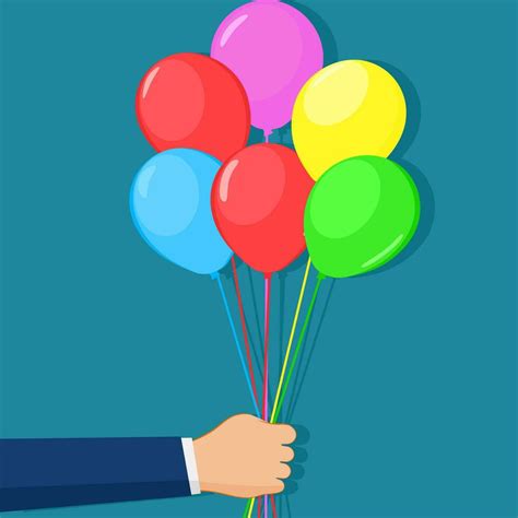 Hand Holding Balloon Banner Template For Celebrations Vector Illustration Flat Design 35697269